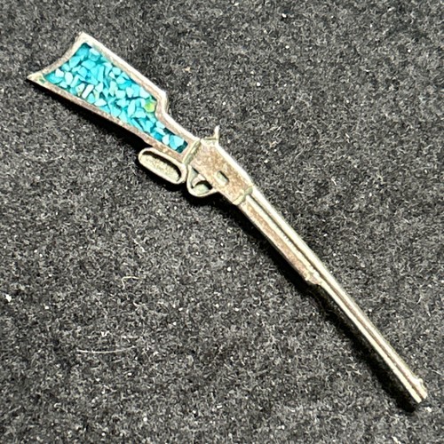 Native American Silver Rifle Brooch Marked JM | eBay