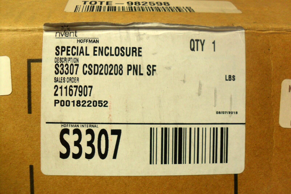 Nvent S3307-CSD20208-PNL SF Electrical Enclosure, w/ Backing Plate | eBay