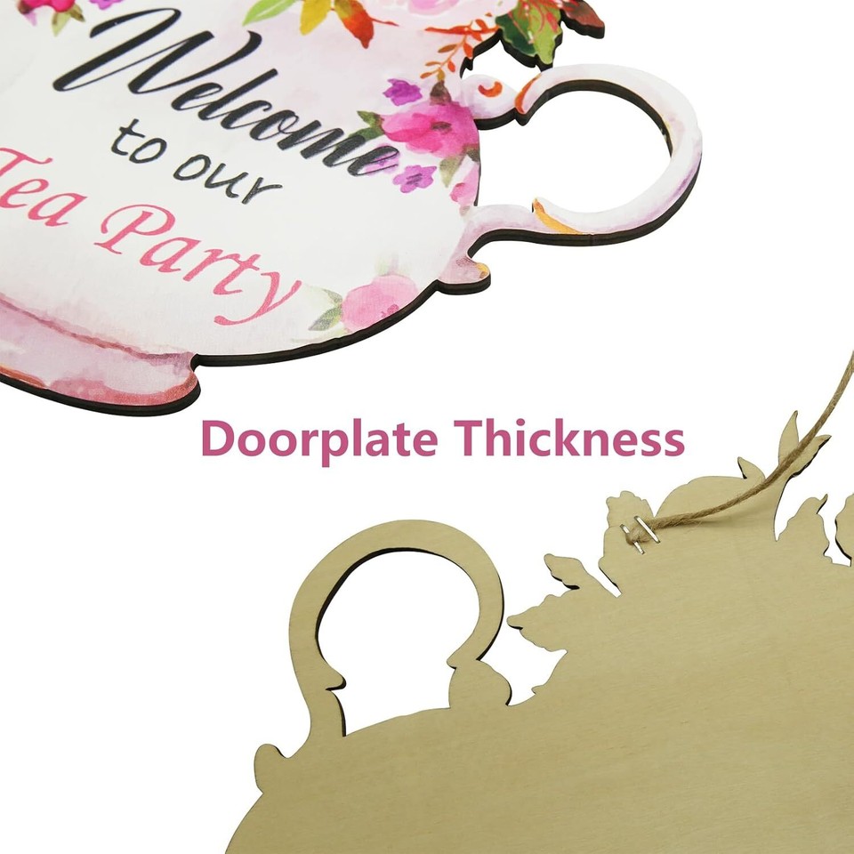 Tea Party Decorations Door Sign, Colorful TeaPot-Shaped Style-B ...