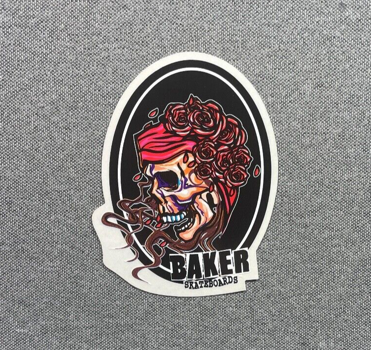 Baker Skateboards Female Skull Skateboard Sticker 3.7" | eBay