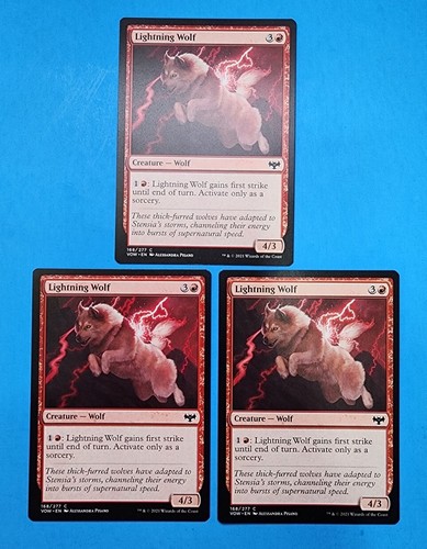 3x Lightning Wolf Crimson Vow 2021 Mtg Magic Card Creature Red Mountain 168 | eBay