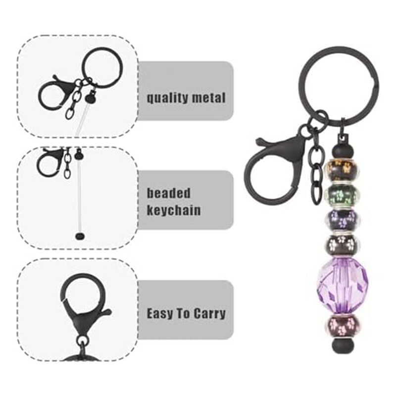 8Piece DIY Bead Bar Keychain Kit DIY Keychain Accessories for Women Men ...