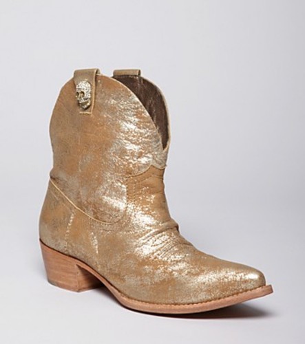 Zadig & Voltaire Metallic Western Skull Booties Gold Silver Size 8M | eBay