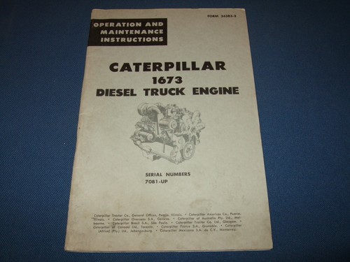 Cat Caterpillar 1673 Diable Moteur Opération & Maintenance Manuel S/N ...