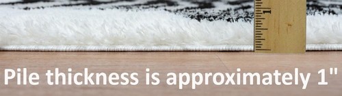 HR Plush Black & White Zebra Pattern Shag Rug - Thick Pile, High-End ...