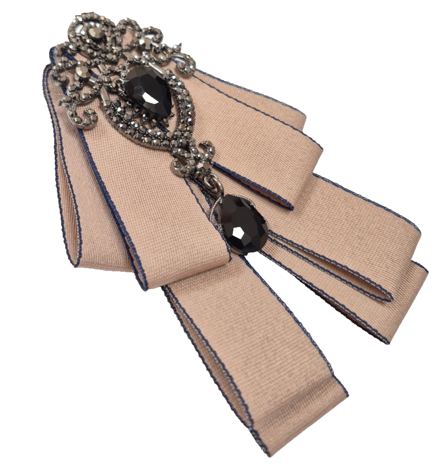 Bow Tie Brooch Women's Collar Neck Bow Pin Brooch, Color: Light Brown ...