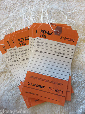 🎯🎯LOT OF 25-"CUSTOMER REPAIR TAGS" PERFORATED W/LOOP STRING.🎯🎯 | eBay
