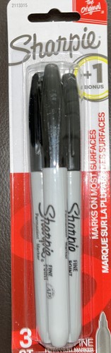Sharpie Fine Permanent Marker 3 Ct., Black, Quick Drying, Fade & Water ...
