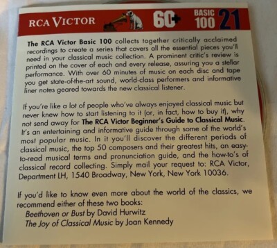 RCA Victor Basic 100 Volume 21 Handel Messiah CD | eBay