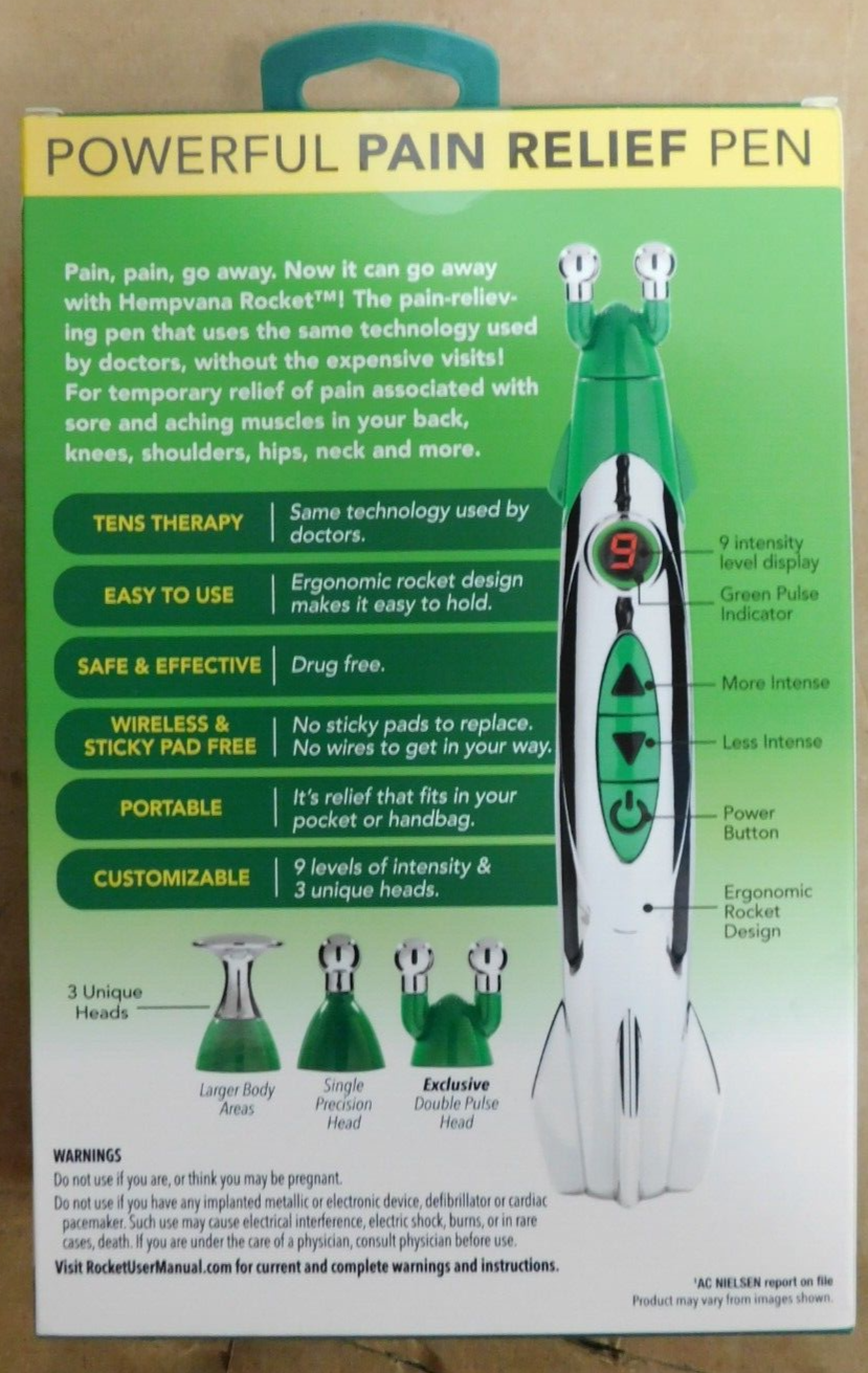 Hempvana Rocket Tens Therapy Pain Relief Pen - Silver/Green for sale ...