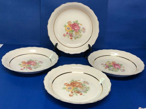 Canonsburg Pottery Co. Keystone~Vintage Floral Rose Bouquet~Four Soup ...
