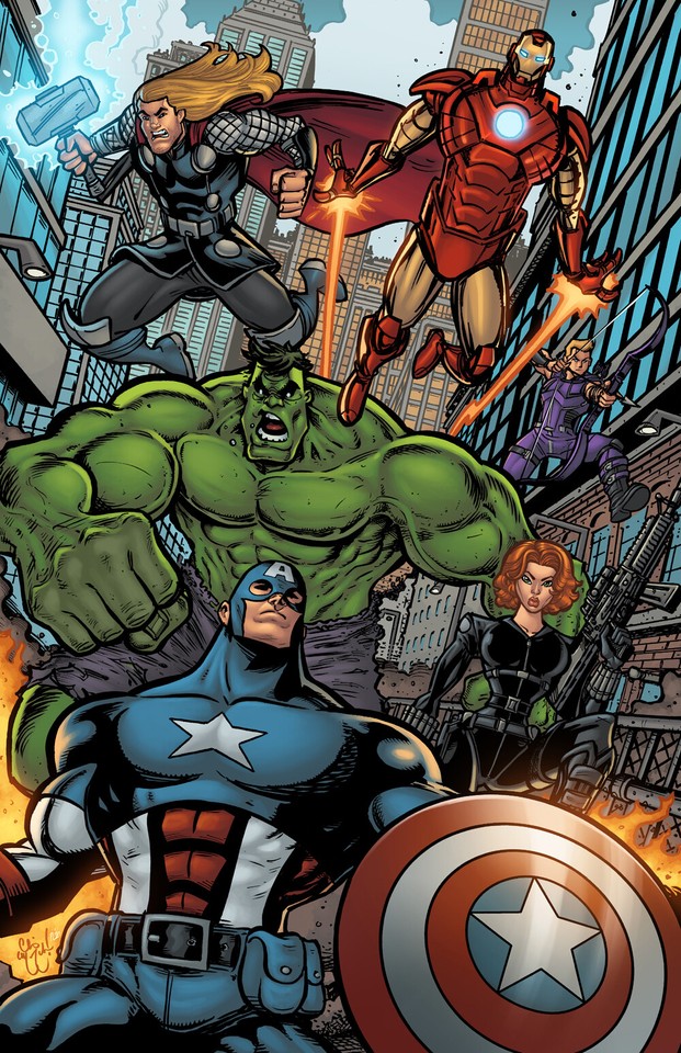 AVENGERS CAPTAIN AMERICA THOR IRON MAN HULK BLACK WIDOW 11x17 Print McJunkin | eBay