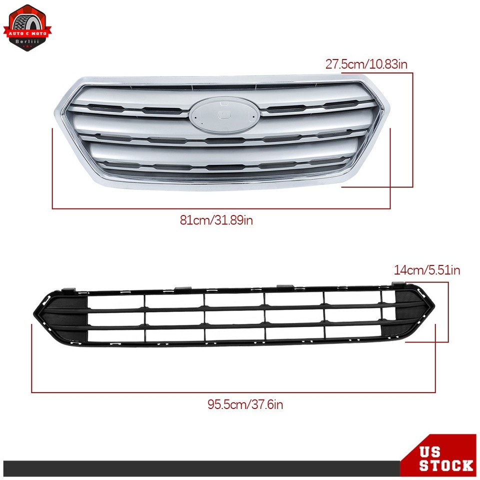 For Subaru Outback 2015-2017 Front Bumper Upper & Lower Grille 2PC Set ...