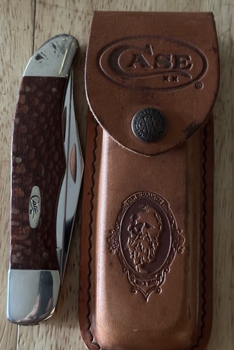 Case Two Blade Folding Hunter Knife With Leather Sheath | eBay