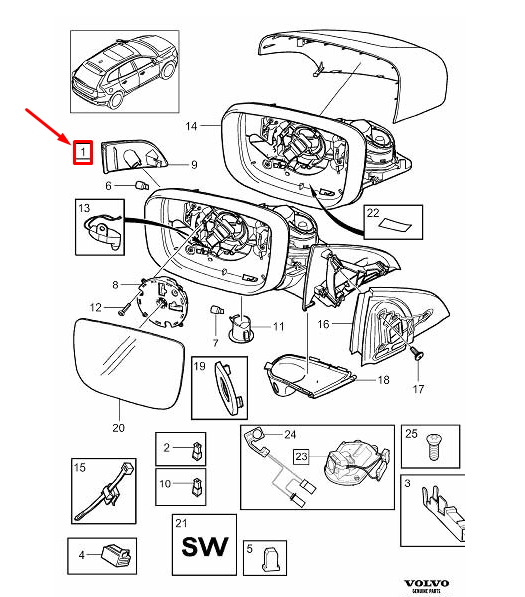 VOLVO XC60 Außenspiegel vorne links 31385258 NEU ORIGINAL | eBay.de
