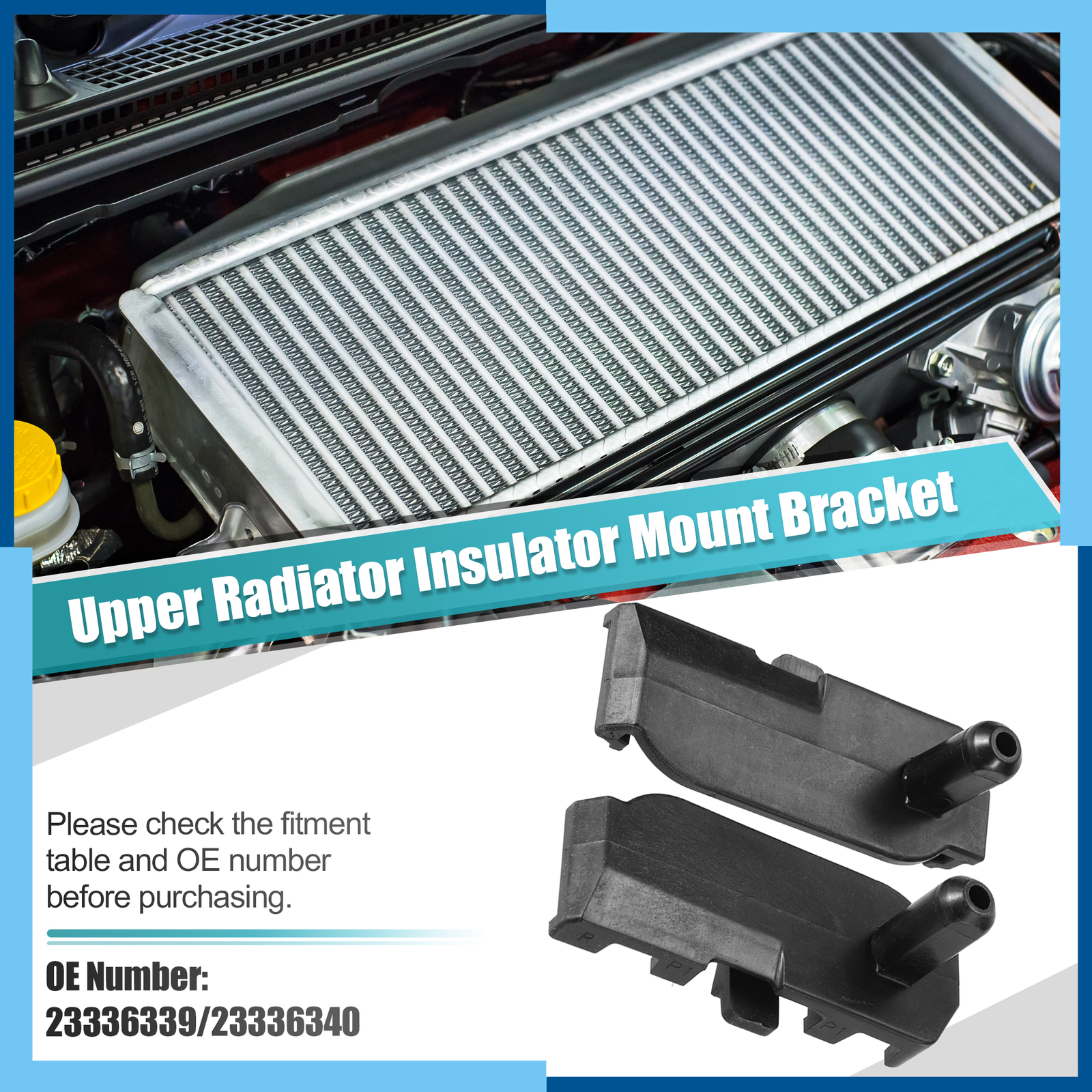 Pack (2) Upper Radiator Insulator Mount Bracket for Chevrolet No ...