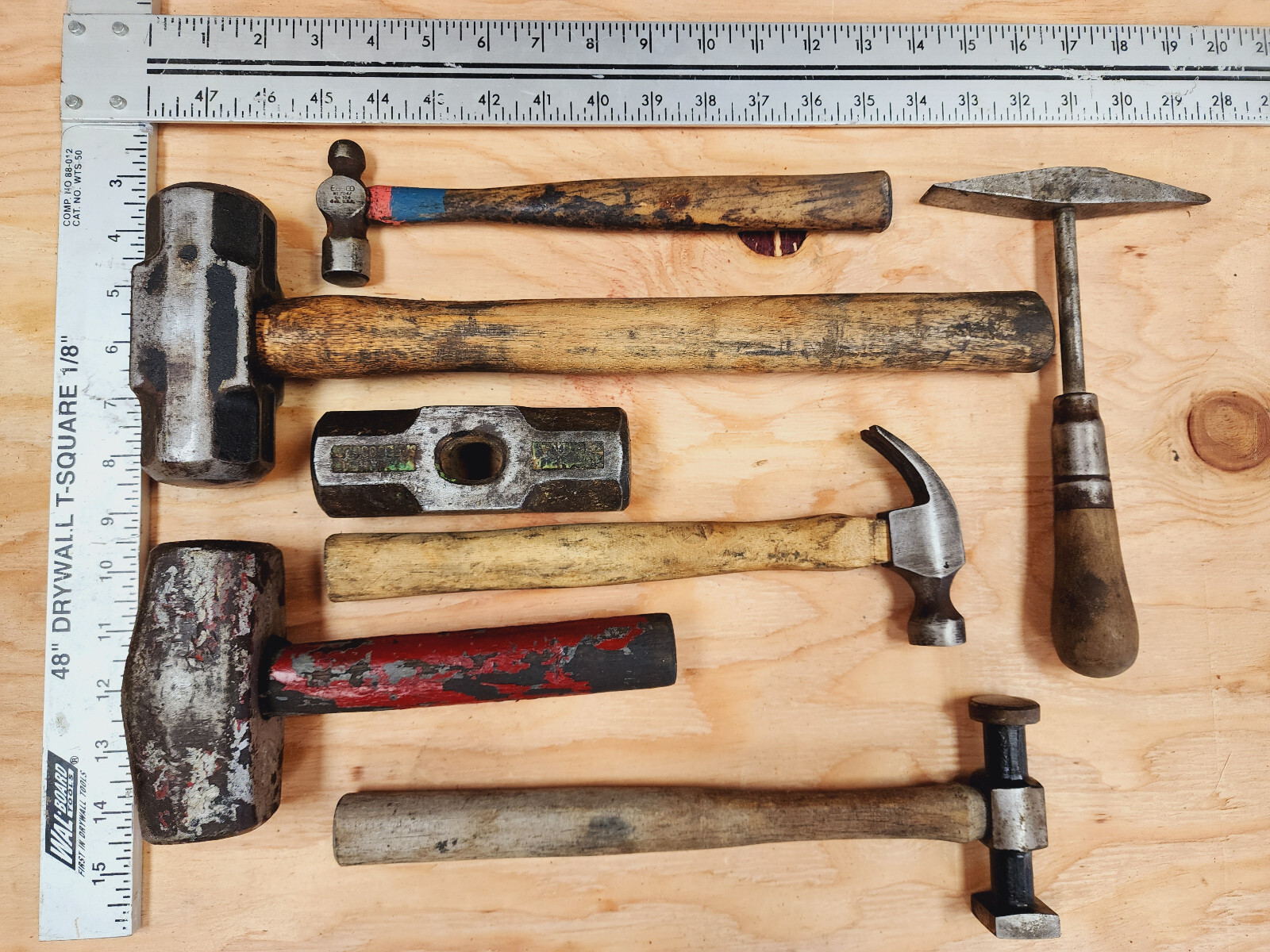 Lot of 7 Old Vintage Mixed Hammers, Assorted Straight Claw Hammer Head ...