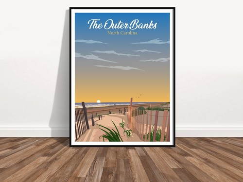 OUTER BANKS NORTH CAROLINA ISLANDS Wall Art Beach Vacation Print Poster ...