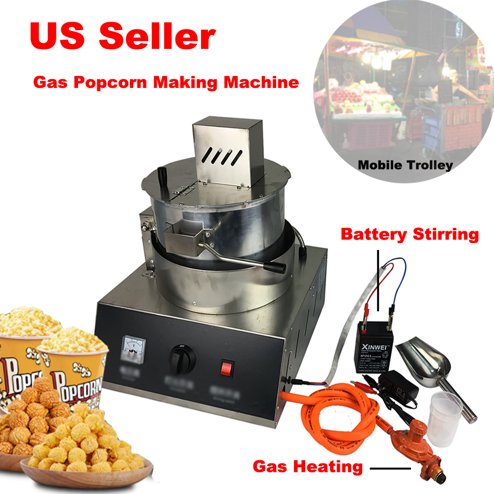 Gas Spherical Popcorn Making Machine Single Pot Battery Powered Stir ...