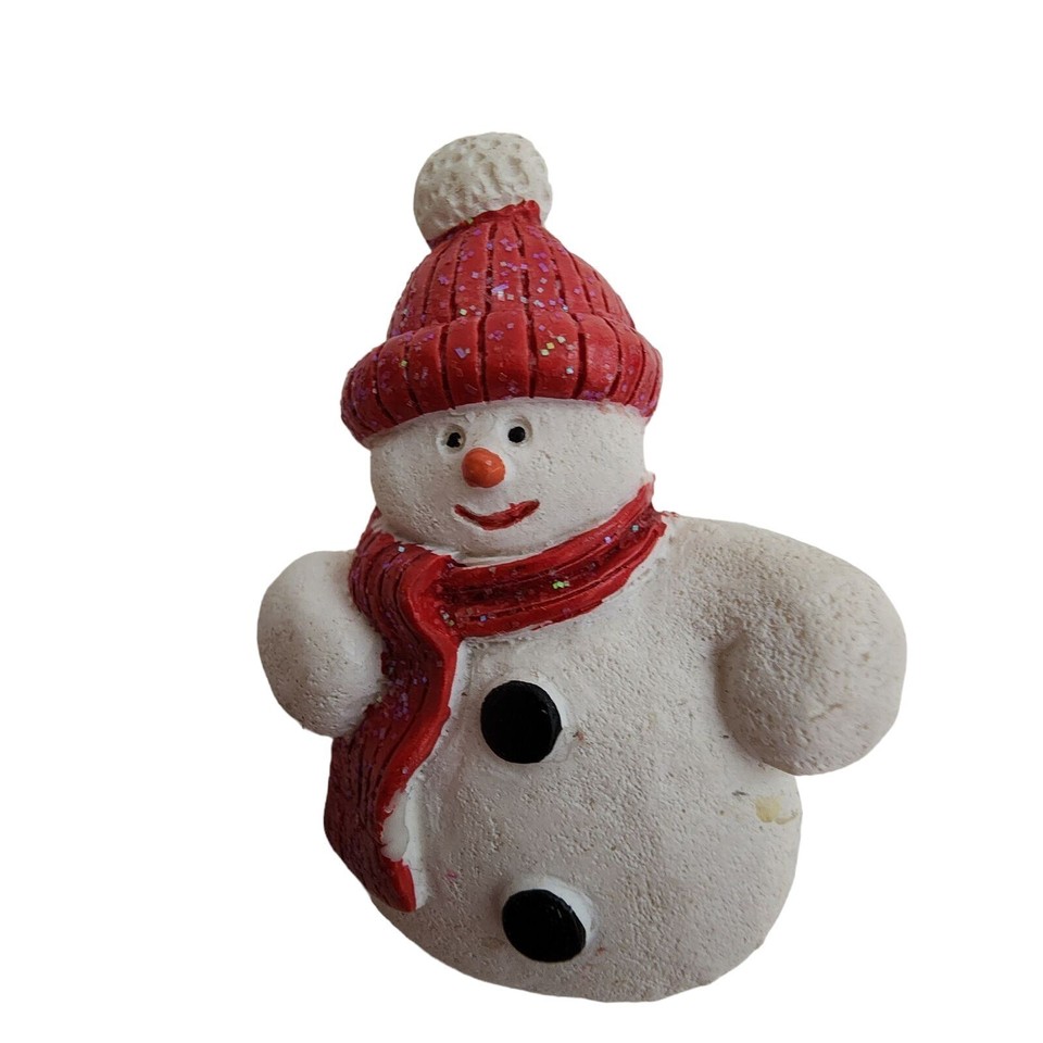 Vintage Christmas Snowman Ceramic Red Hat Scarf Glitter Scarf Pin ...