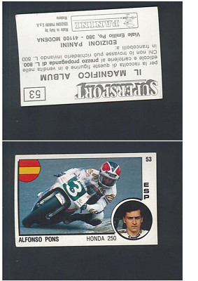 Alfonso Pons (ESP) Panini Motorcycle CARD Supersport 1988 n.53 EX | eBay