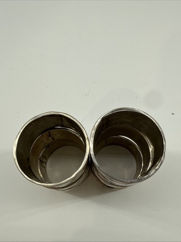 VINTAGE ABALONE Flowers MOTHER OF PEARL NAPKIN RING SET 6 Silver Mexico ...