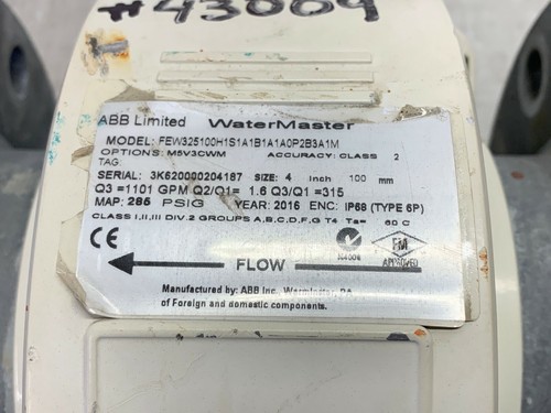 ABB WaterMaster DN 100 4" Electromagnetic Flow Meter + Remote ...
