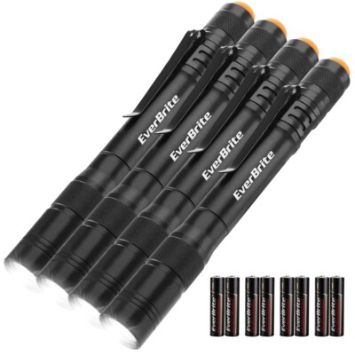 EverBrite 4PCS LED Pocket Pen Light Flashlight Aluminum Flashlight 8 ...