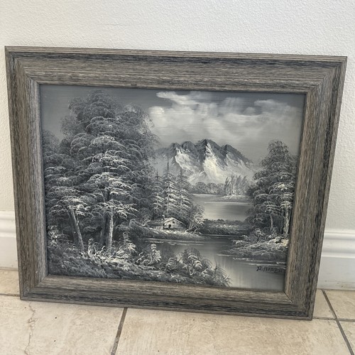 Vintage R Boren Black & White Winter Landscape Original Oil Painting 20 ...