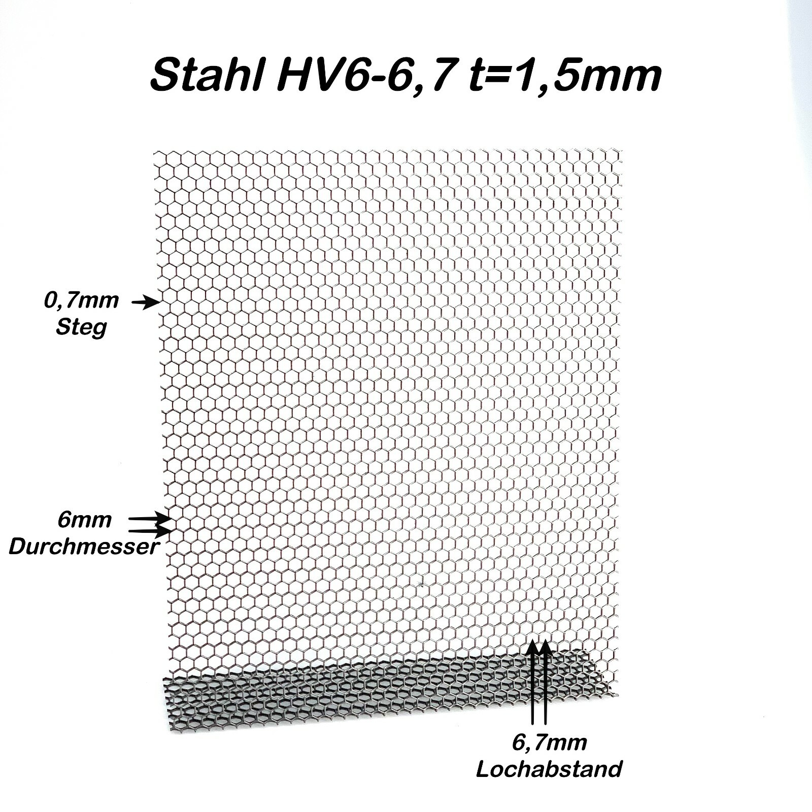 Hexagonal Lochbleche HV6-6,7 Stahl 1,5mm dick Gitter Individueller ...