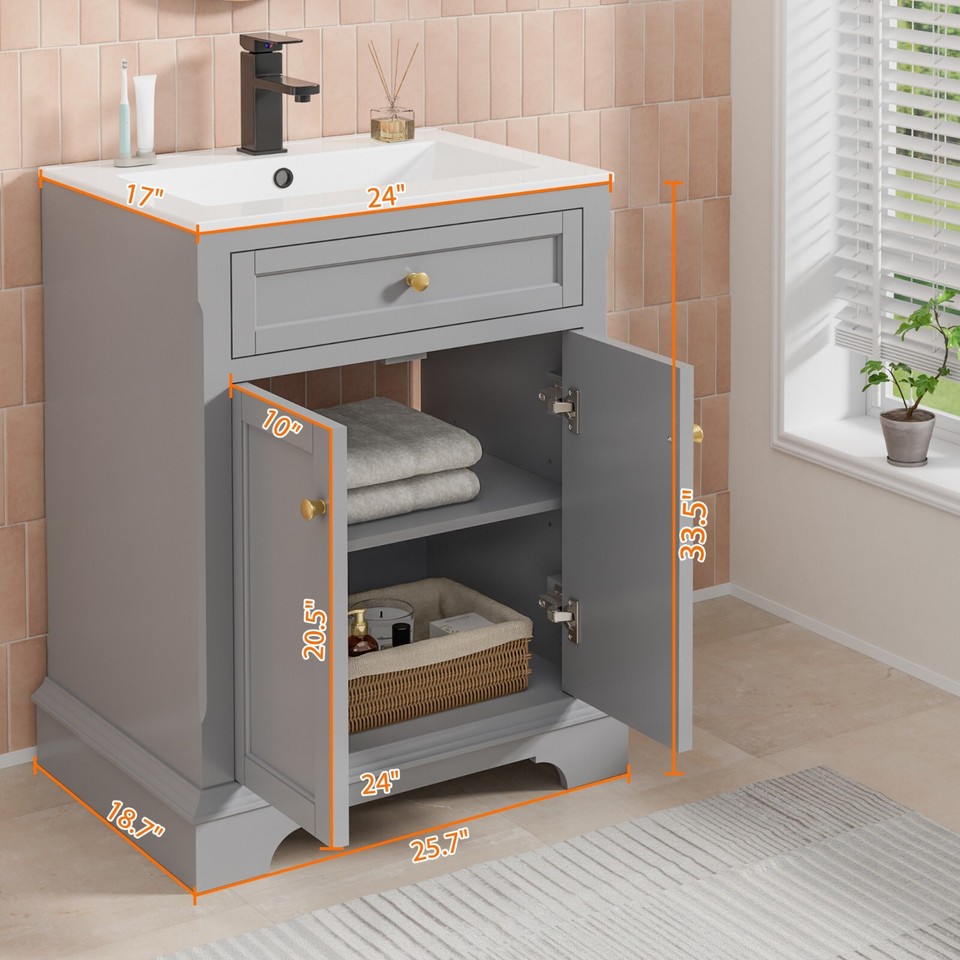 Retro Bathroom Vanity W/ Drop in Sink Combo Cabinet Set Freestanding | eBay