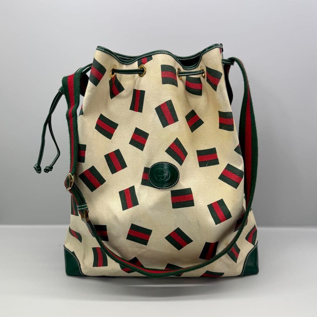 Old Gucci Sherry Line Drawstring Shoulder Bag Coated … - Gem
