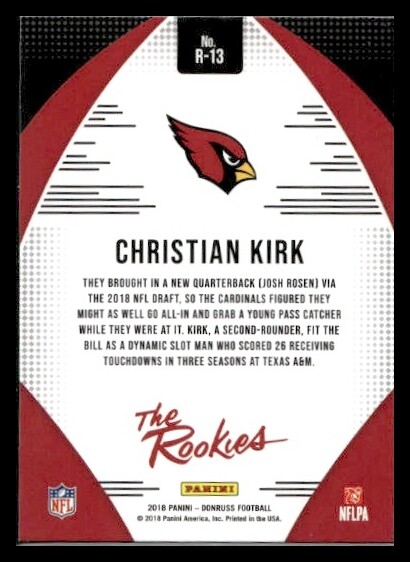 2018 Donruss #R-13 Christian Kirk Rookie Arizona Cardinals | eBay