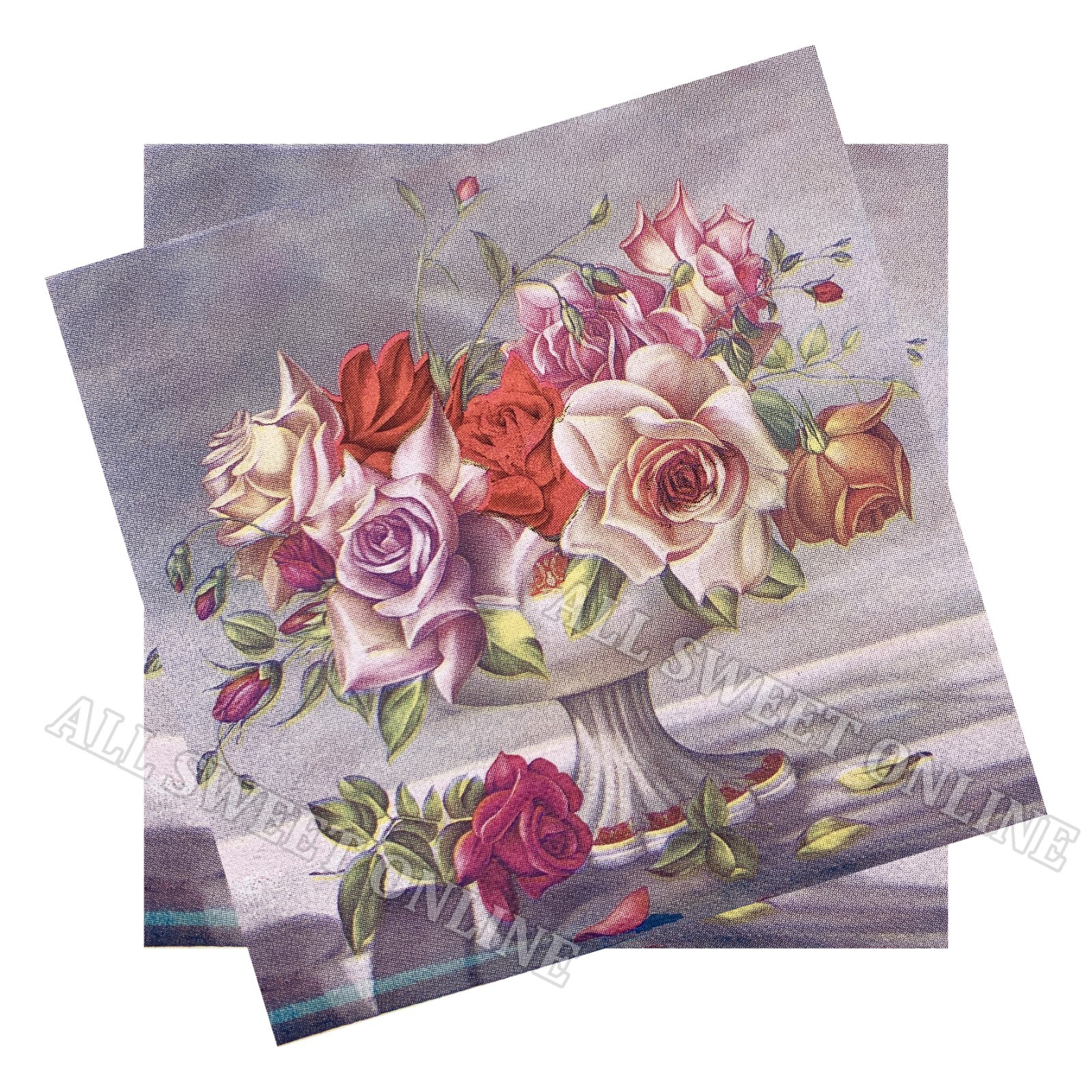 20x Paper Napkins Serviettes Rose Flowers Grey 3Ply Dinner Wedding ...