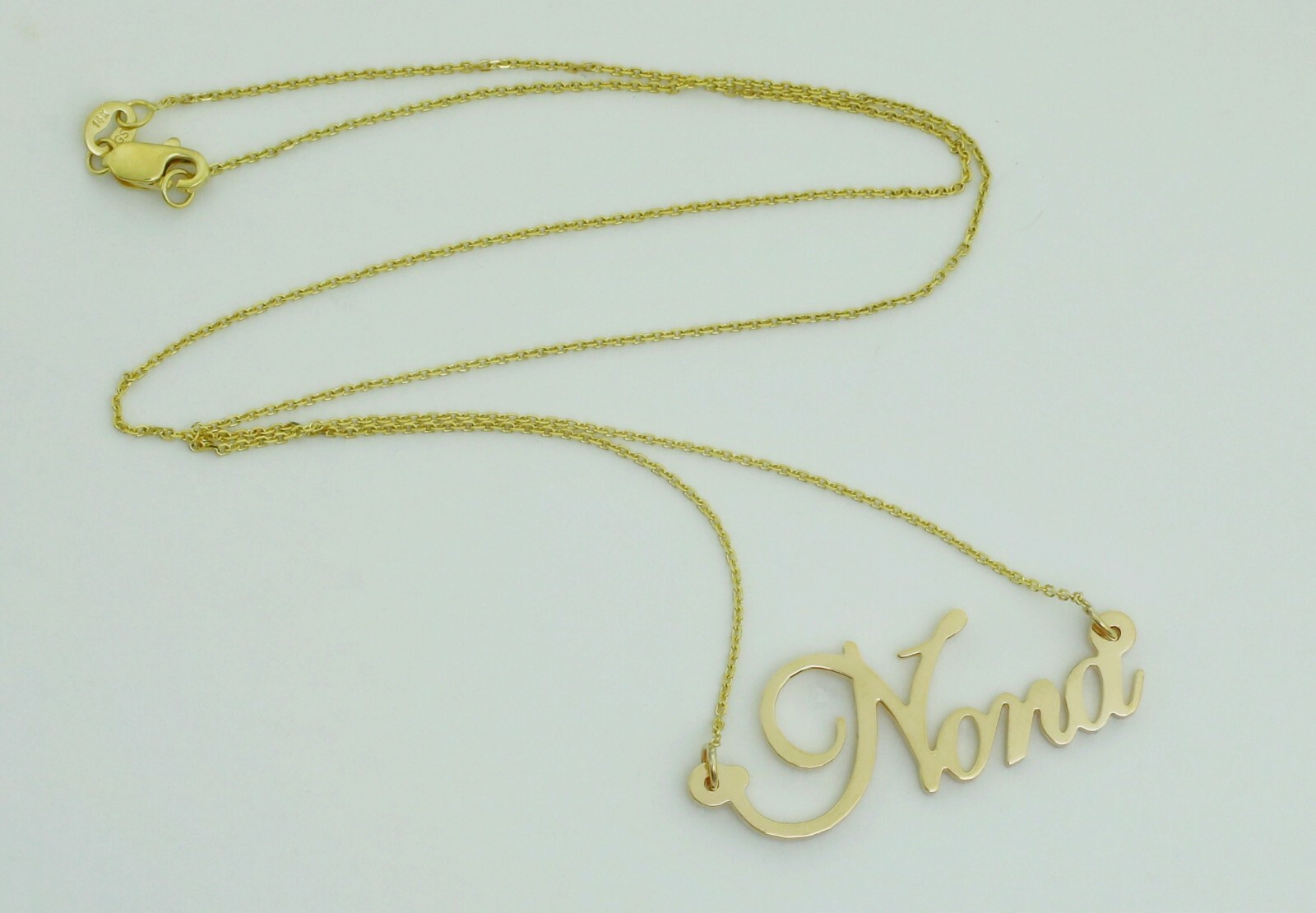 14K Solid Yellow Gold Name Plate Nona with chain | eBay