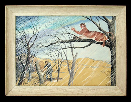 1947 Sam Bates SPORTS AFIELD Illustration Painting MESCHACH BROWNING ...