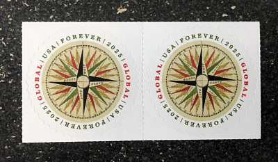 2025USA #5956 Global Forever Rate - Compass Rose - Block of 2 Pair Mint ...