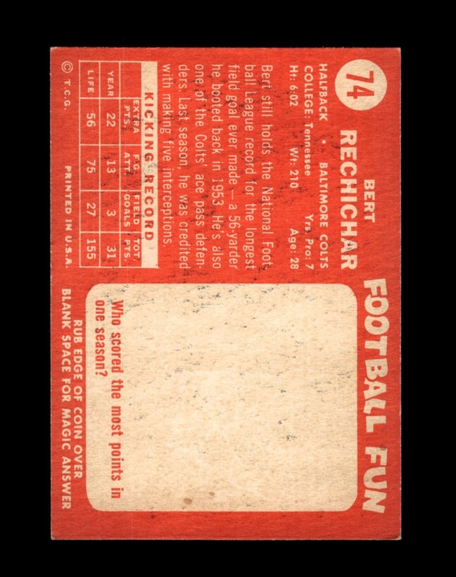 1958 Topps Set-Break # 74 Bert Rechichar EX-EXMINT *GMCARDS* | eBay
