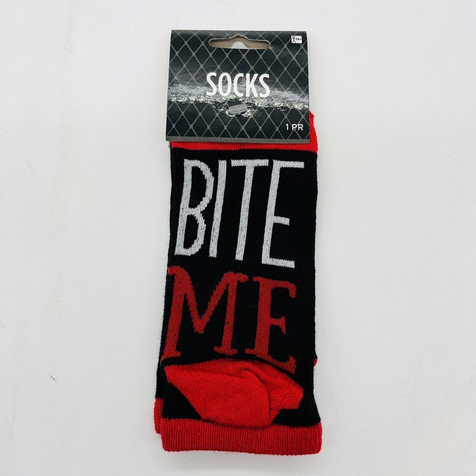 Bite Me Dracula Vampire Fangs Lip Halloween Novelty No Show Socks Adult ...