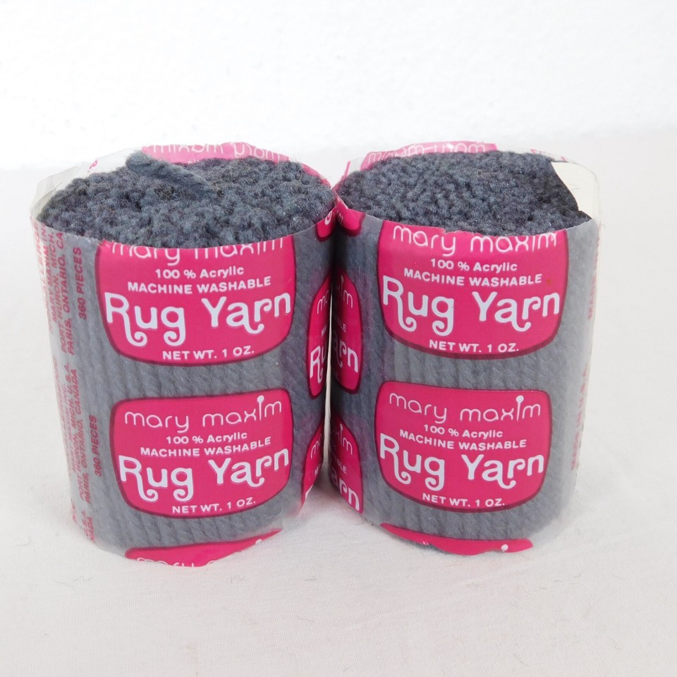 Mary Maxim Cut Rug Yarn Lot of 2 Gray Unused Latch Hook Crafting Batch ...