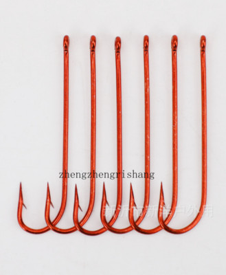 100Pcs Red Aberdeen Long Shank Hooks Light Wire Fishing Hook Live Bait ...