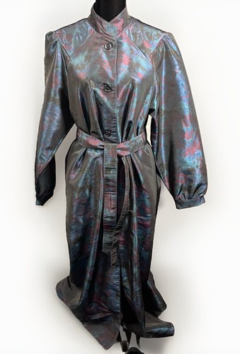 Vintage Long Coat ICI By Bonders Women’s Belted Dark Watercolor Floral ...