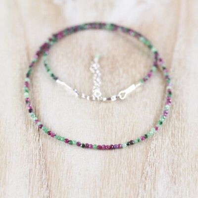 Natural Ruby Zoisite 2-3mm Dainty Beads necklace In 925 Silver Clasp 7" | eBay Australia