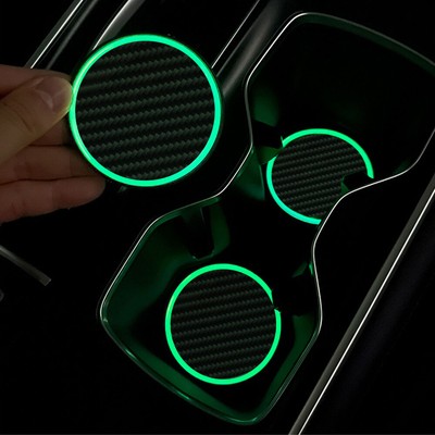 2Pcs Glowing in Dark Car Cup Holder Pads Mat Drink Coaster Luminous ...
