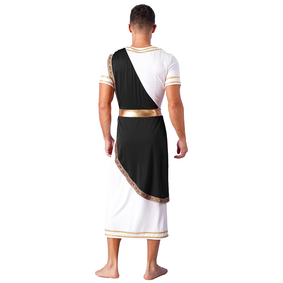 US Men Toga Greek God Costume Short Sleeve Roman Cosplay Robe Toga ...