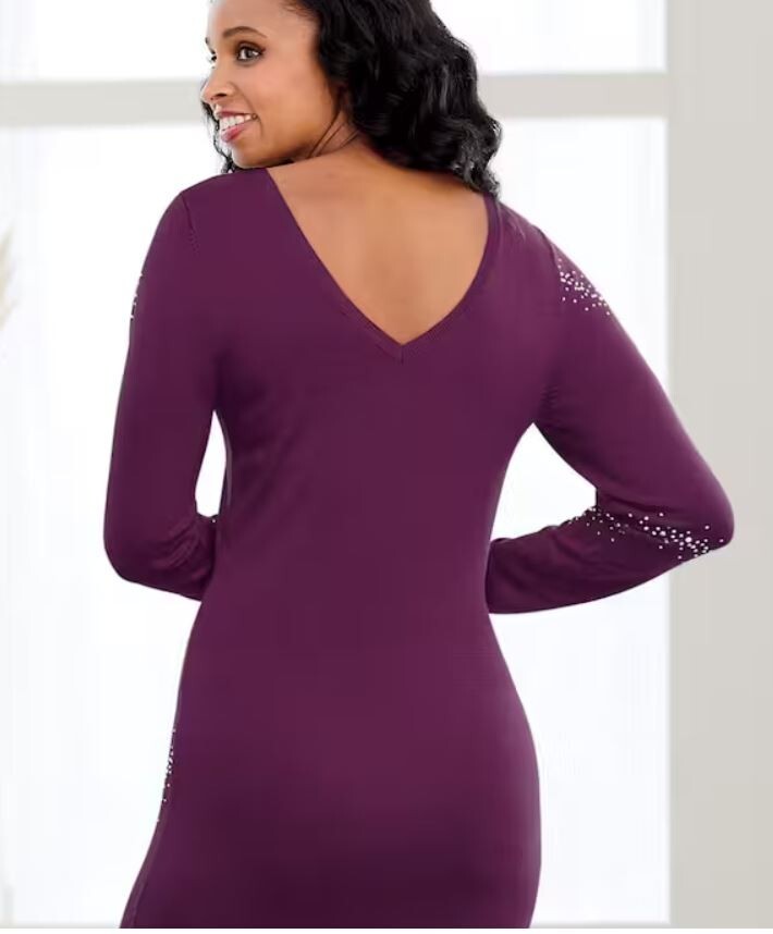 1X PLUS Ashro Purple Silver Marisa Embellished Sweater Dress Formal ...