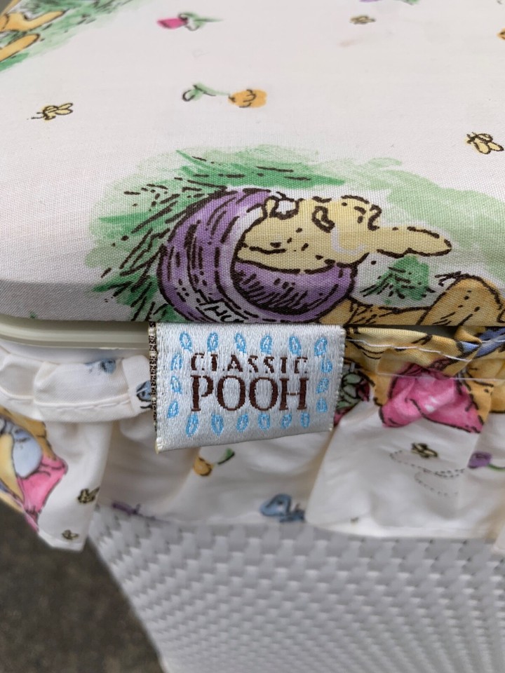 RARE! VINTAGE BADGER CLASSIC POOH CHILDS VINYL WICKER LAUNDRY HAMPER ...