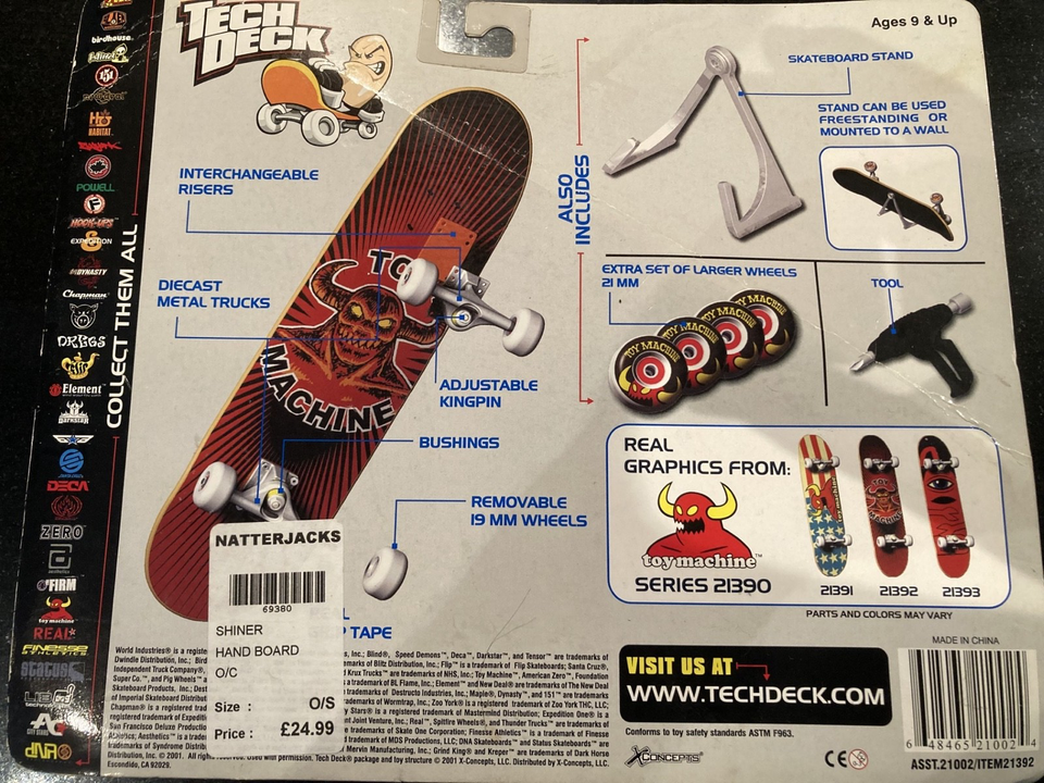 RARE Vintage Tech Deck Handboard 27cm Trucks Wheels Axels & Kingpins ...
