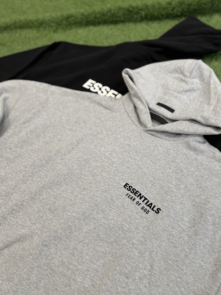 FW24 Fleece Light Heather Grey Essentials Hoodie | eBay