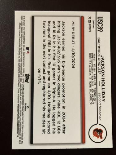 2024 Topps Chrome - Rookie Debut Jackson Holliday #USC89 RayWave ...